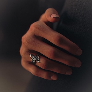 925 Sterling Silver Wings Ring Handcrafted, Unisex, Angelic Symbol ...