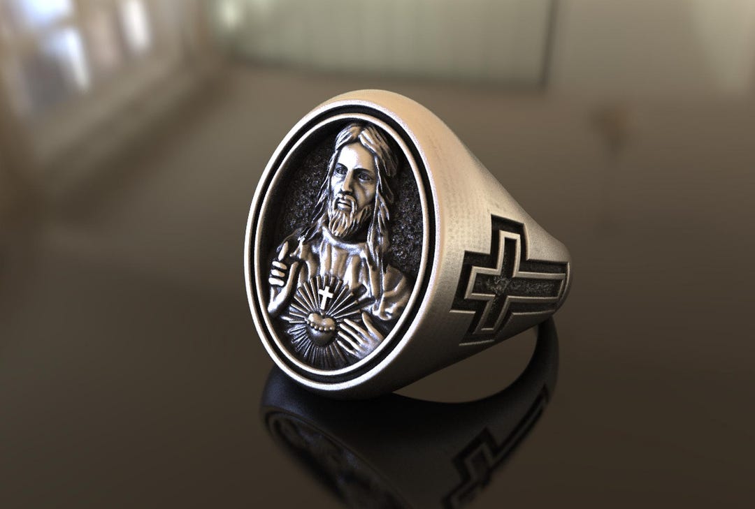 Sacred Heart of Jesus Prayer Ring, Christian Devotional Jewelry ...