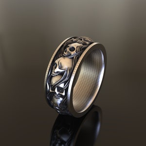 Gorgeous Skull Ring Handmade Skull Engraved Biker Ring Men - Etsy