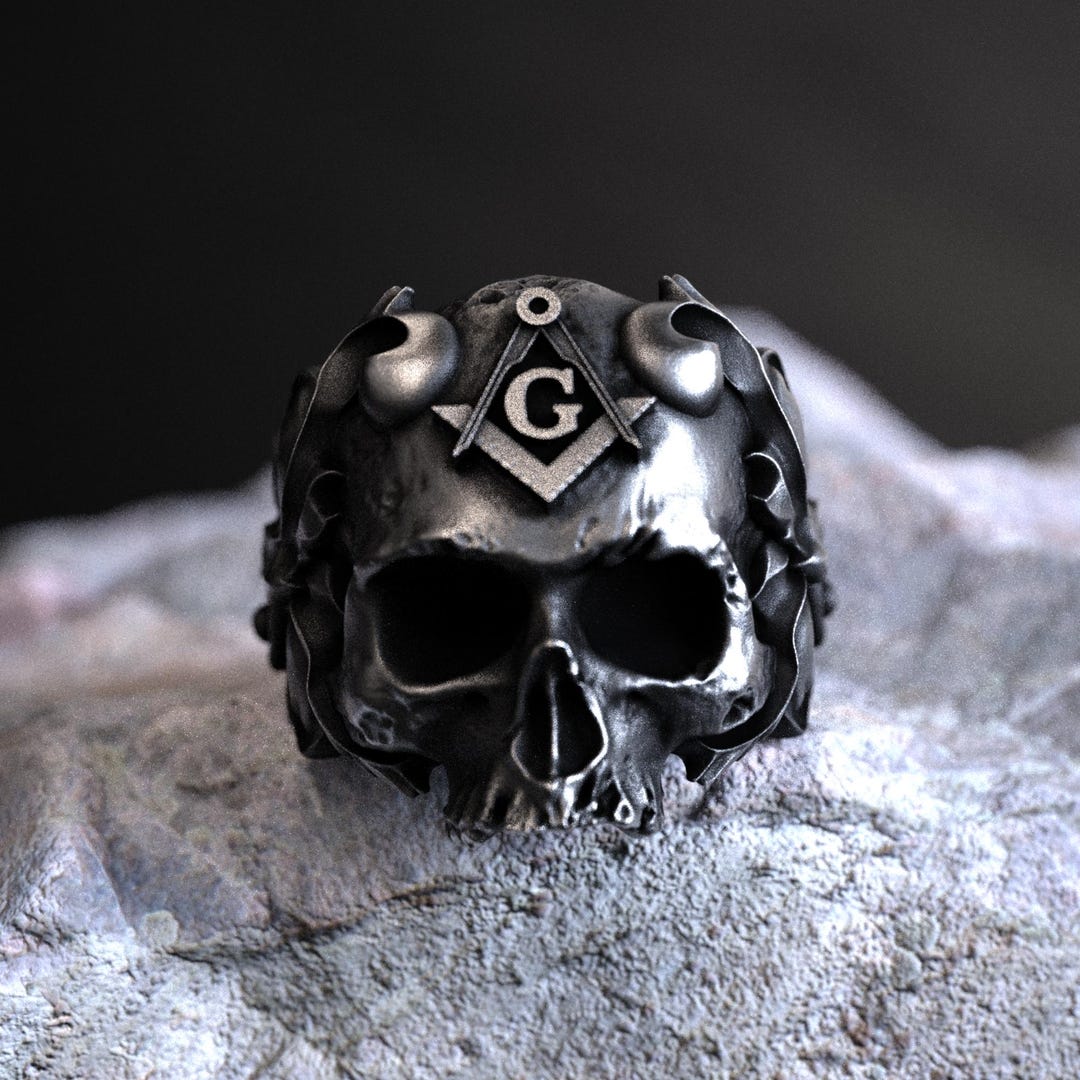 Masonic Ring, Skull Ring, 925 Sterling Silver Ring, Freemason Jewelry ...