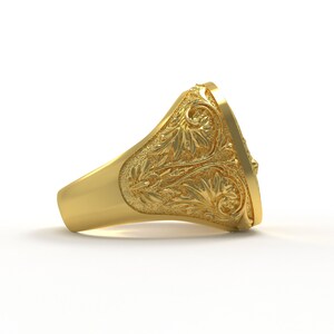 Gold Bull Ring With Greek Ornament - Handcrafted Symbol of Strength ...