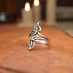 Leaves Silver Ring 925 Sterling Silver Nature-inspired Jewelry Elegant ...