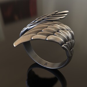 925 Sterling Silver Wings Ring Handcrafted, Unisex, Angelic Symbol ...