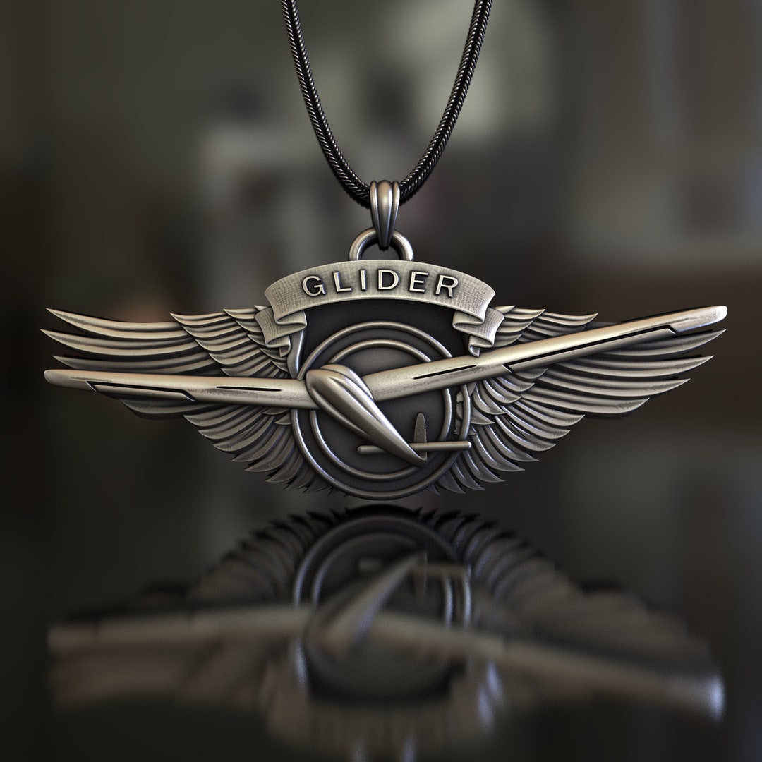 925 Sterling Silver Necklace, Glider Wings Pilot Theme, Handmade ...