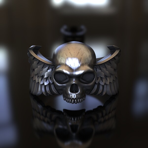 Winged Skull Ring - Etsy