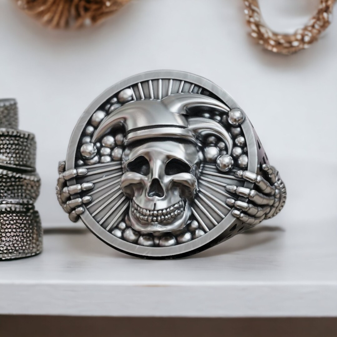 925 Sterling Silver Ring Unique Jester, Joker, Clown Undead Design ...