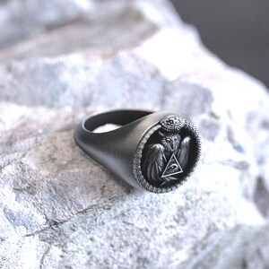 925 Silver Signet Ouroboros Snake, Owl, Masonic Eye of Providence ...