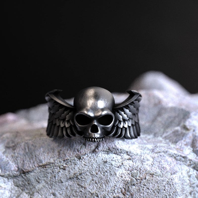 Winged Skull Ring - Etsy