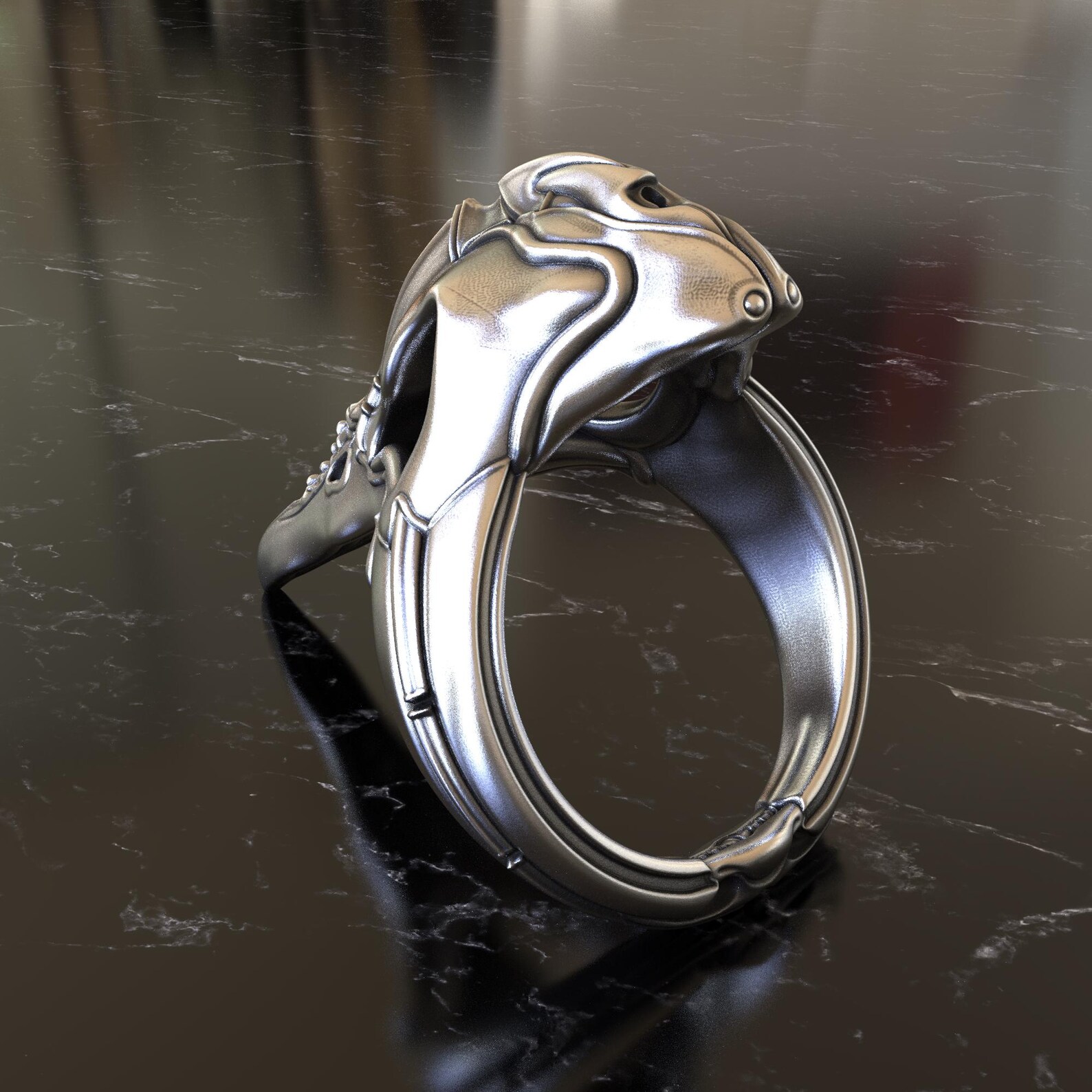 Unique Biomechanical Skull Ring, Plague Doctor Design, Handcrafted 925 ...