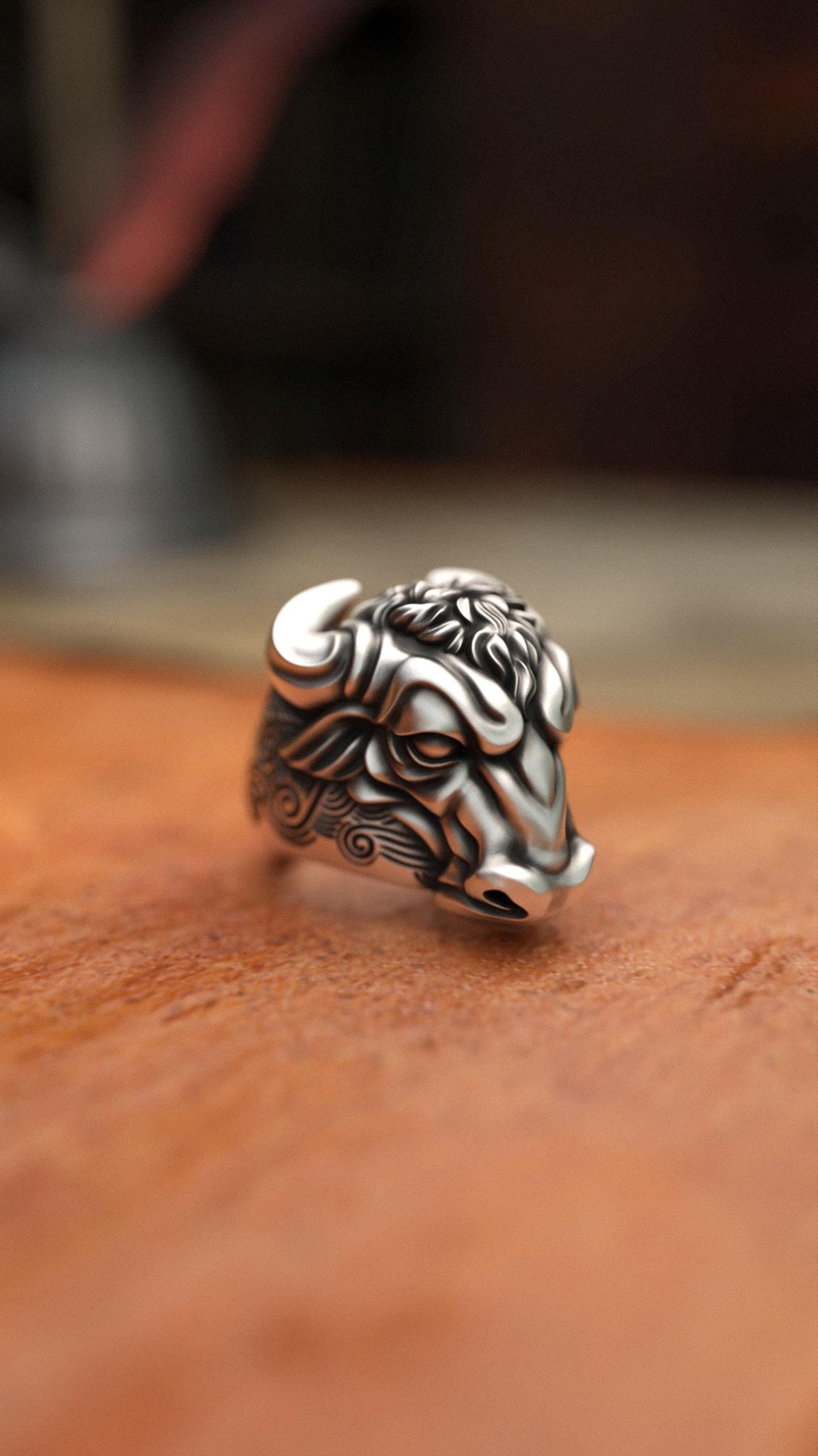 Majestic Bull Head Ring, 925 Sterling Silver, Animal Design ...