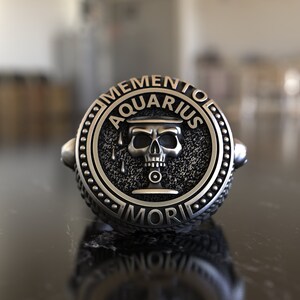Aquarius Signet Ring Memento Mori Men Ring Zodiac Ring 925 - Etsy