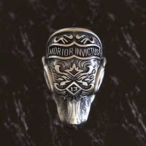 Morior Invictus Sterling Silver Ring - Motivational Latin Inscription ...