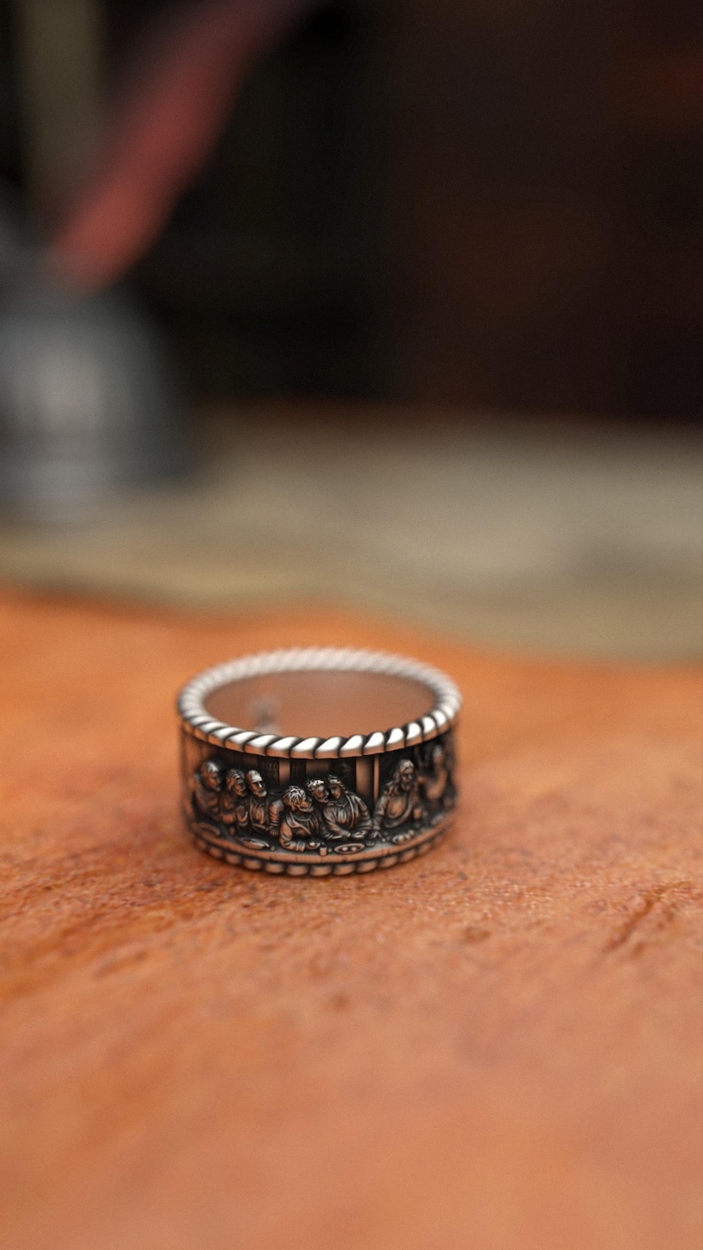 Last Supper Ring, Jesus Christ and 12 Apostles, 925 Sterling Silver ...