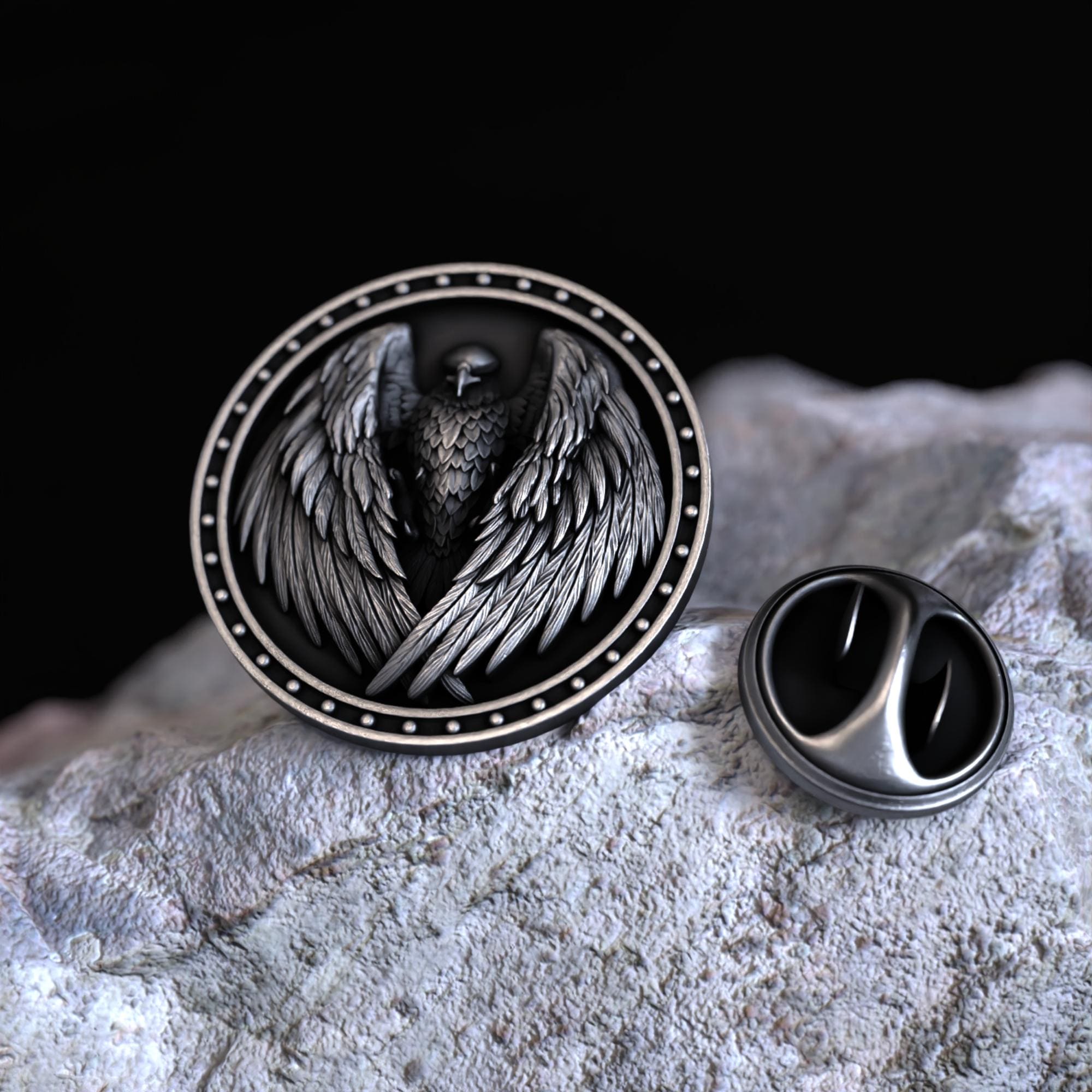 Majestic Eagle With Detailed Wings Sterling Silver Lapel Pin, Intricate ...