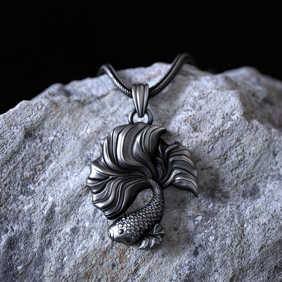 Elegant 925 Sterling Silver Betta Fish Necklace – Unique Fish Pendant ...