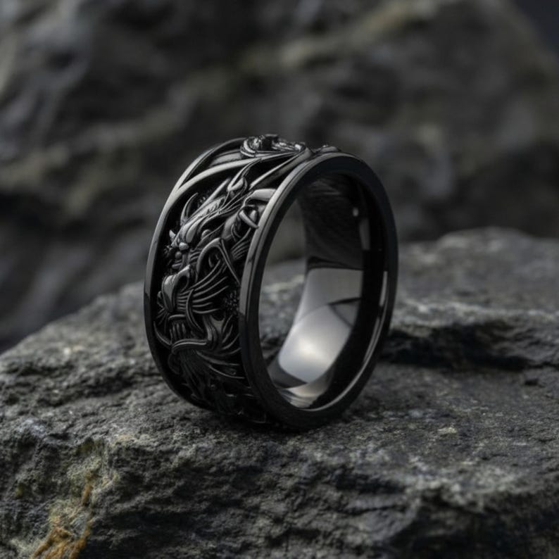 Dragons Fury Ring 925 Sterling Silver Oxidized Finish Mythical Creature ...