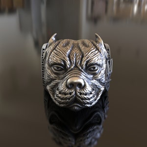 Pitbull Ring - 925 Sterling Silver Handcrafted Pitbull-inspired Ring ...