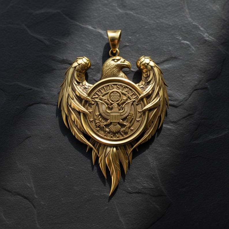 US Army Eagle Pendant 925 Sterling Silver Military Jewelry American ...