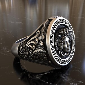 925 Sterling Silver Medusa Signet – Gorgona Snake Head & Antique Greek ...