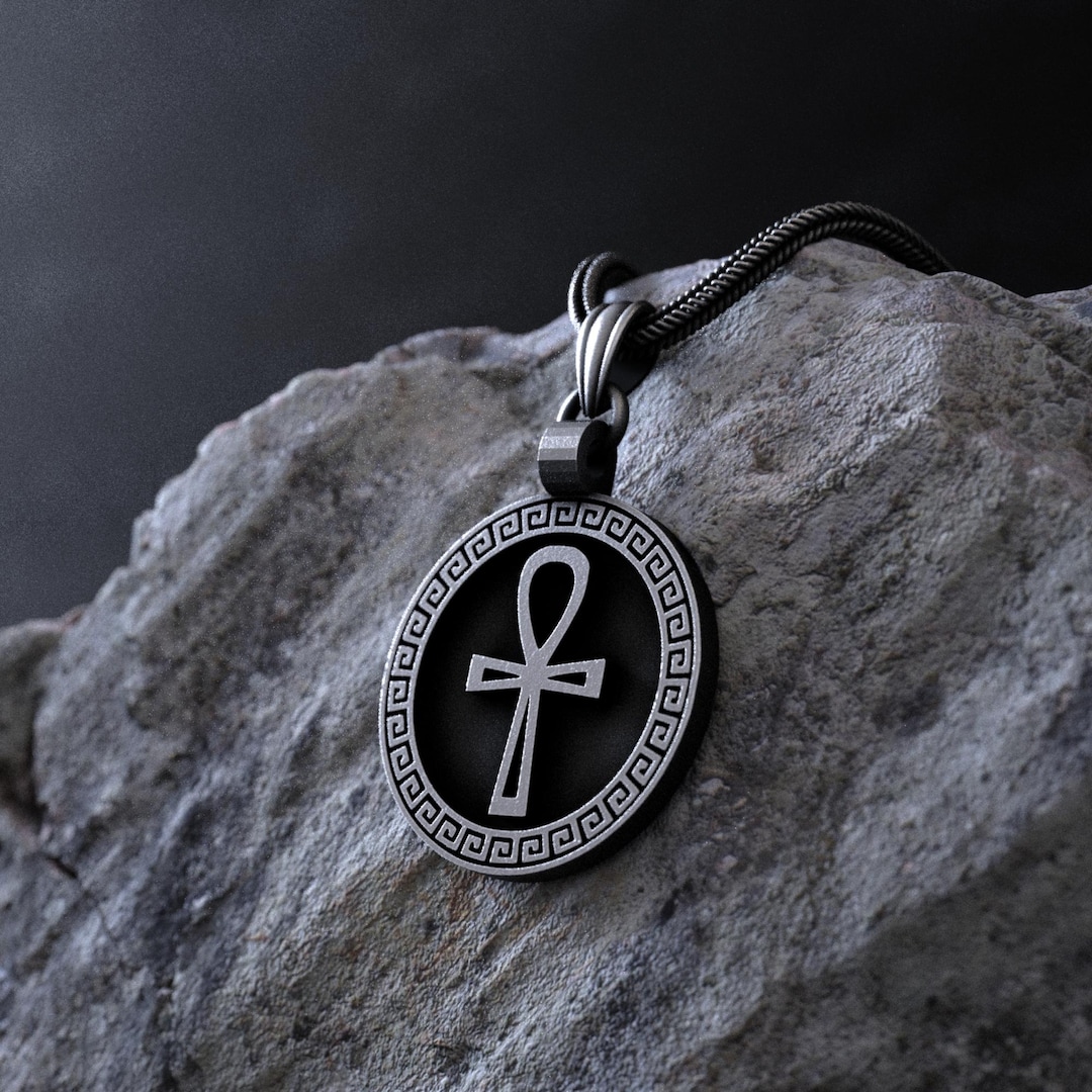 Ancient Egyptian Ankh Necklace 925 Sterling Silver Pendant With Greek ...
