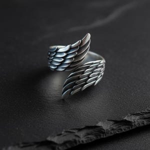 925 Sterling Silver Wings Ring Handcrafted, Unisex, Angelic Symbol ...
