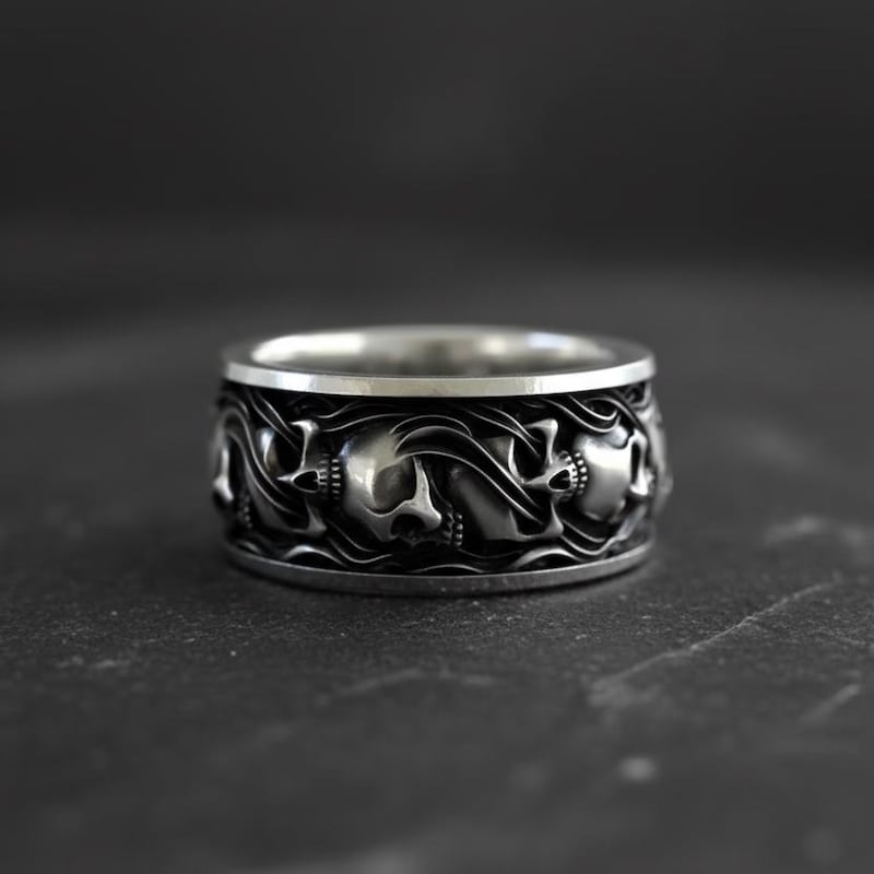 Silver Custom Skull Ring - Etsy