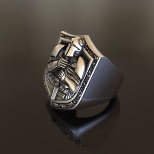 Crusader Knight Handmade Silver Men Signet Ring, Christian Medieval ...