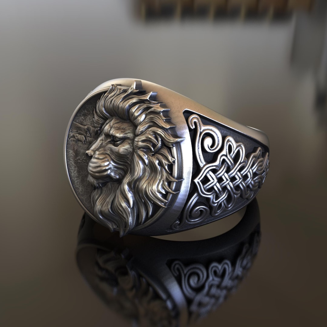 925 Sterling Silver Lion Head Ring, Handcrafted Majestic Design, Unisex ...