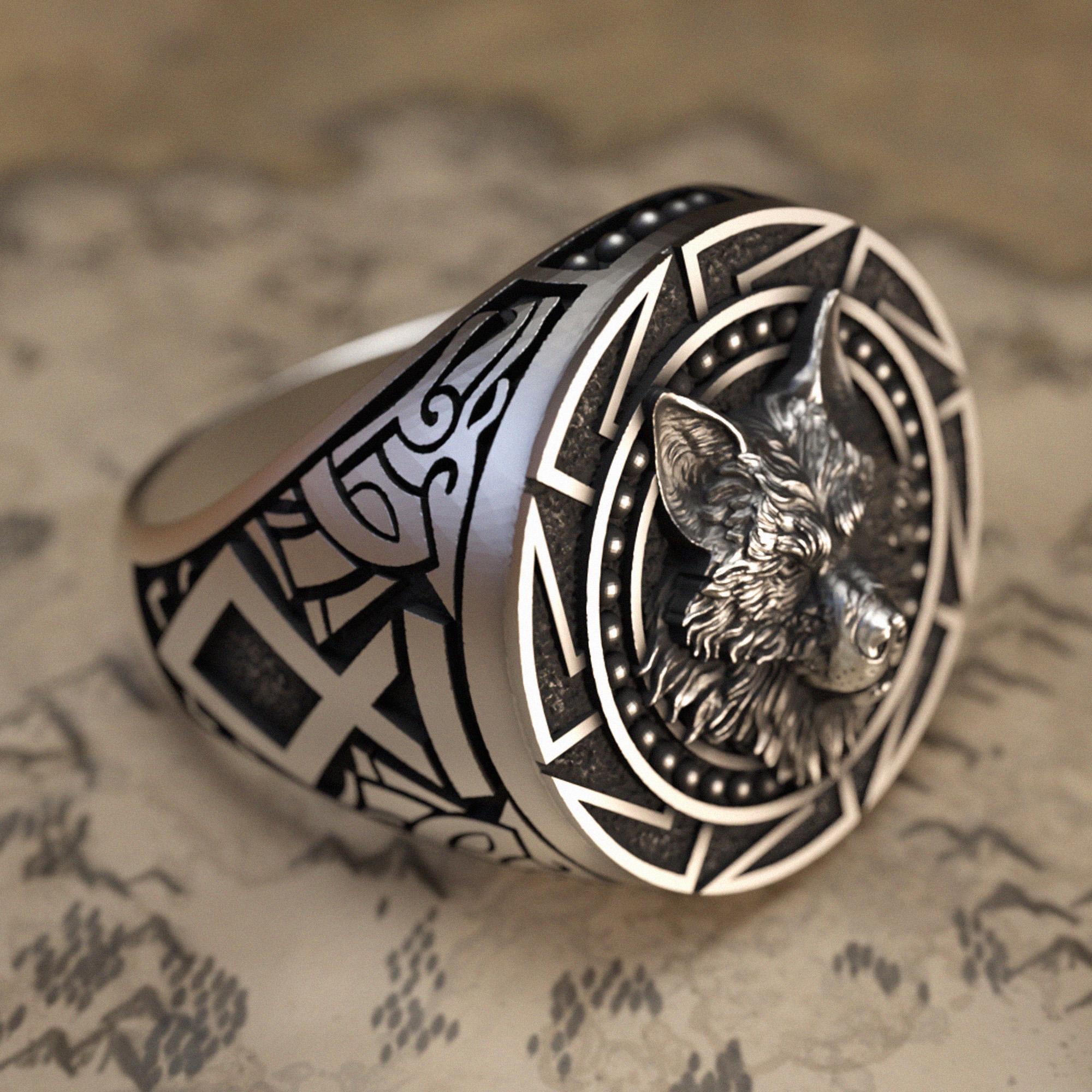 Wolf Sterling Silver Ring, Viking Wolf Oxidized Ring, Nordic Handmade ...