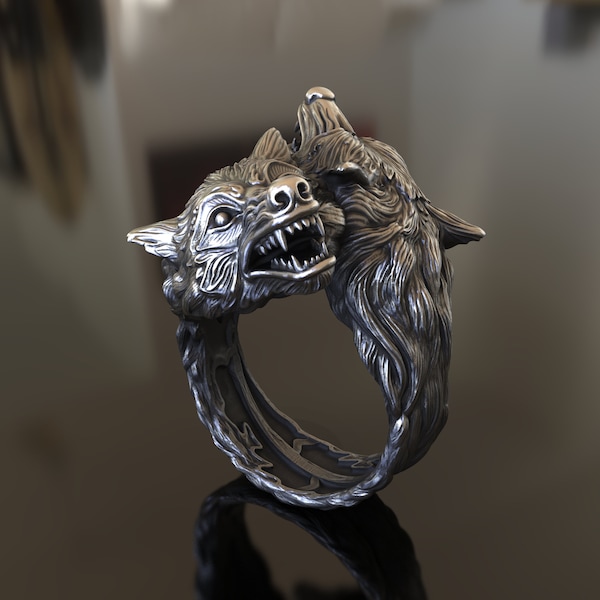 Wolf ring - Etsy