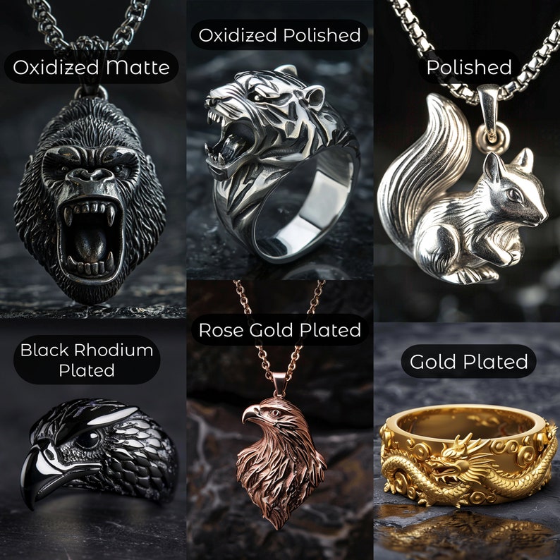 925 Sterling Silver Snake Necklace Men Women Serpent Pendant Dark ...