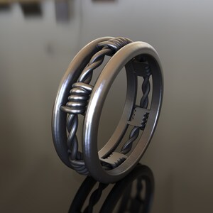 925 Sterling Silver Barbed Wire Ring Handcrafted, Edgy Design, Unisex ...