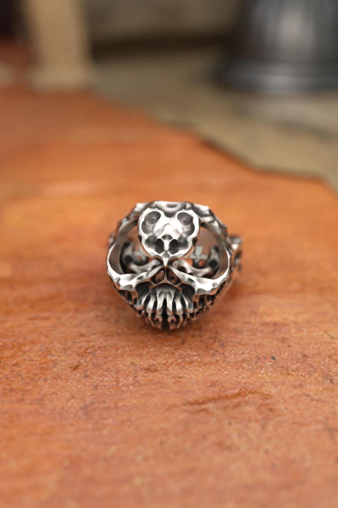 Halloween Mask Ring, 925 Sterling Silver, Adjustable Unisex Gothic ...