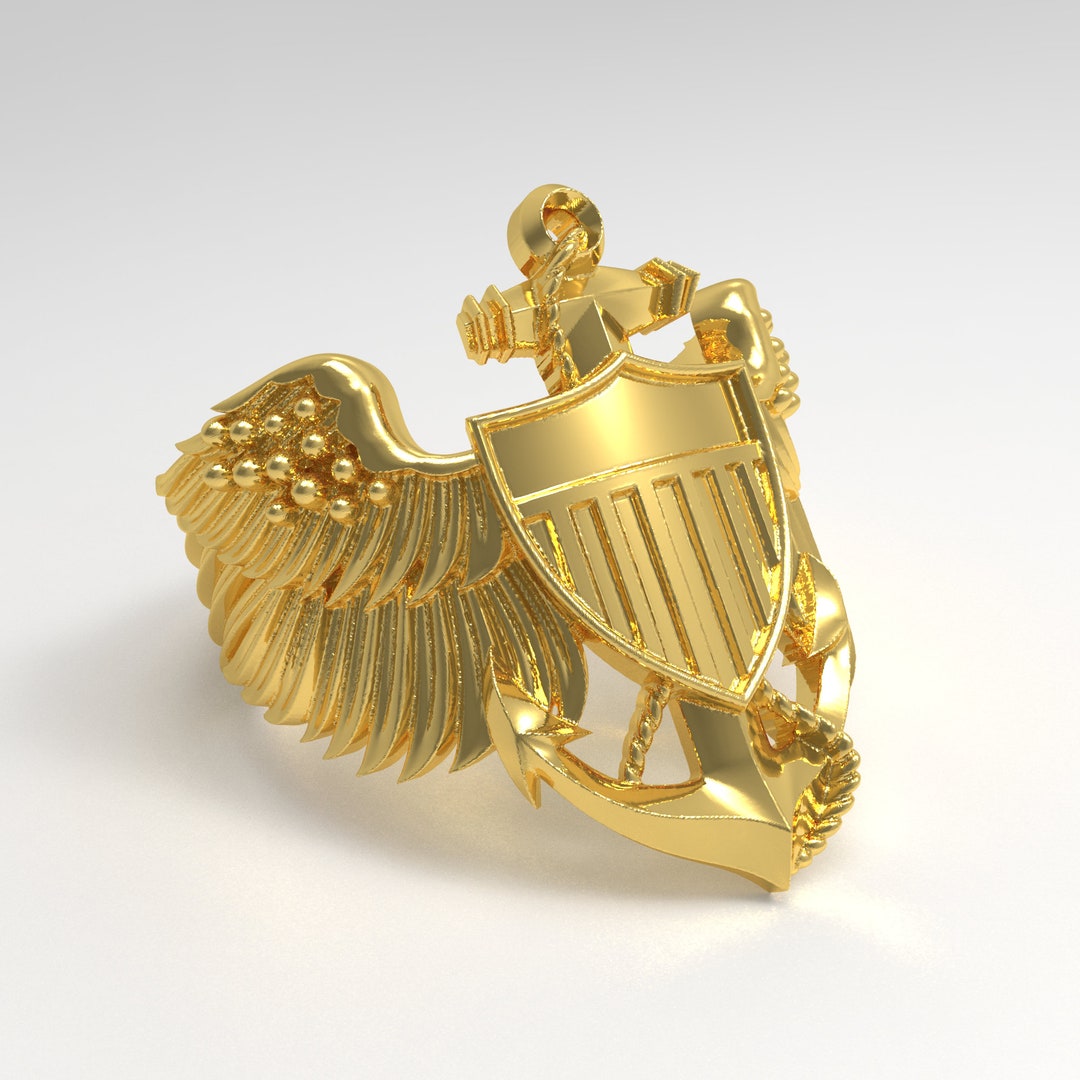 Exclusive USA Navy Aviator Badge Inspired Gold Ring Handcrafted ...