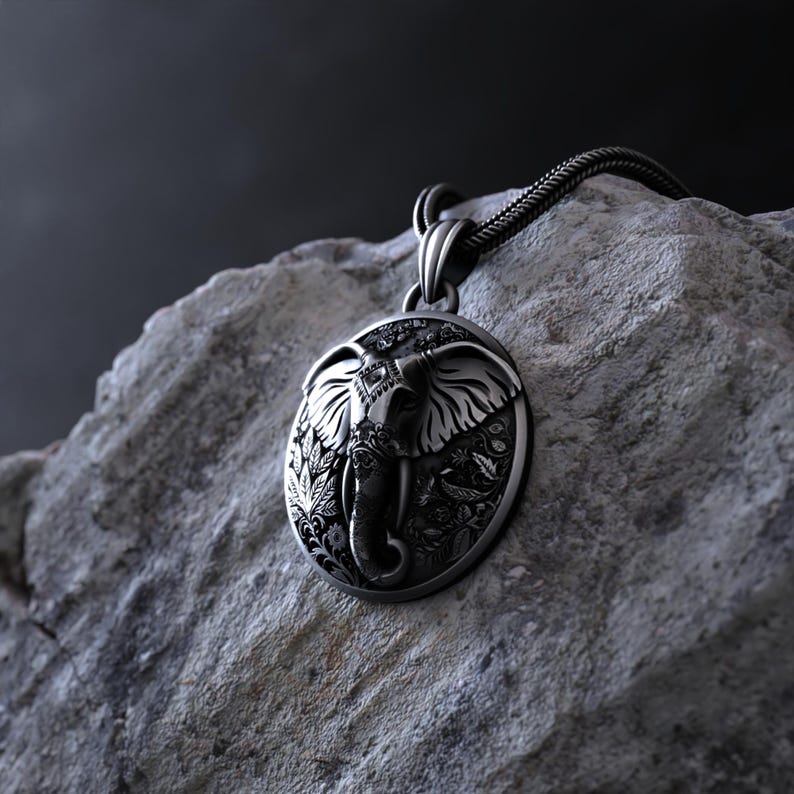 Handmade Sterling Silver Elephant Necklace With Ornate Floral Details ...