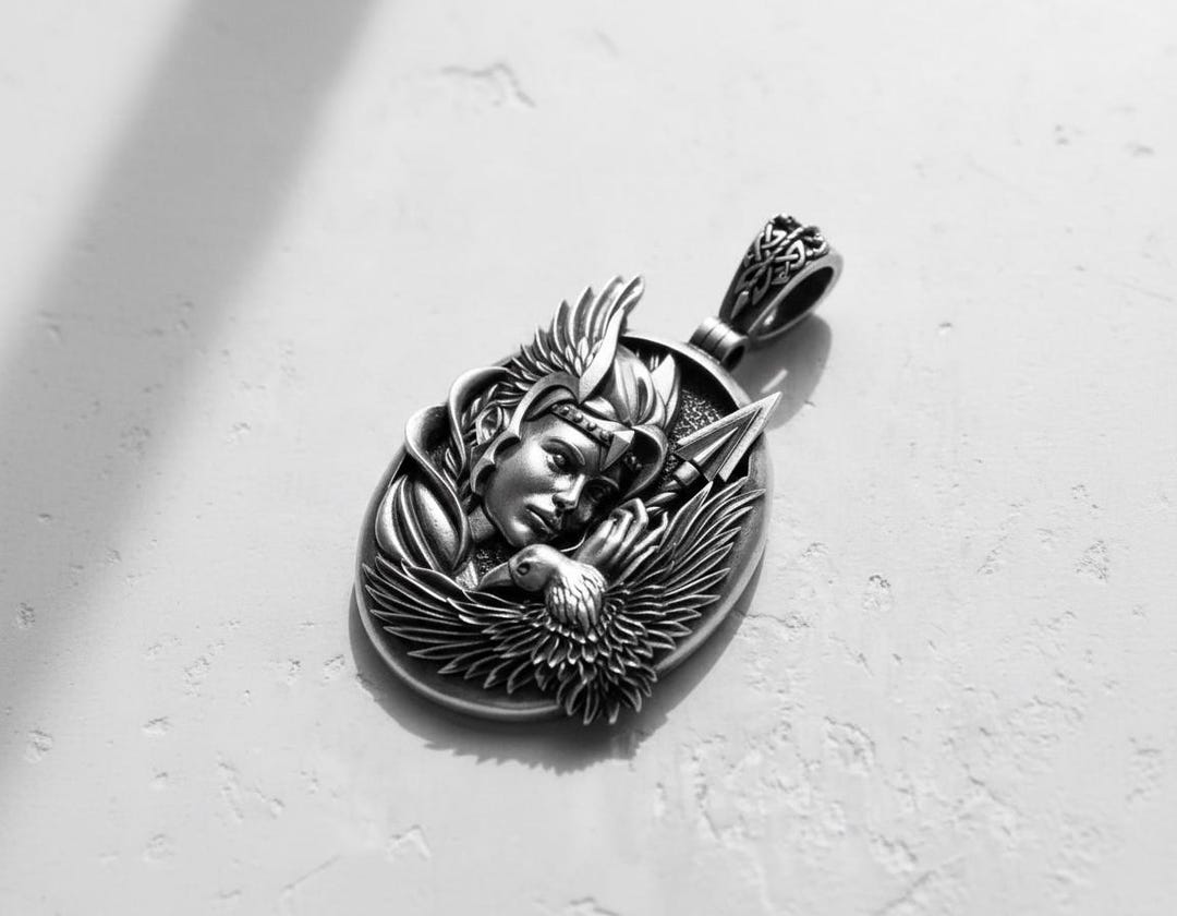 Valkyrie Eagle Pendant 925 Sterling Silver Oxidized Finish Norse ...