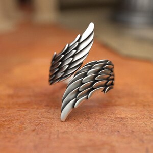925 Sterling Silver Wings Ring Handcrafted, Unisex, Angelic Symbol ...