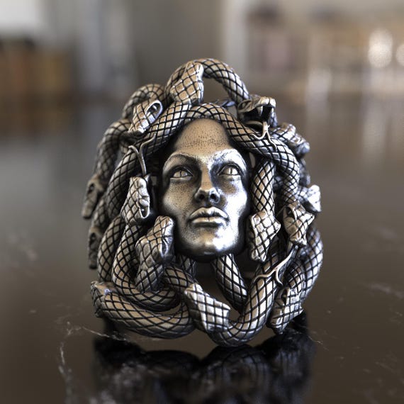 925 Sterling Silver Ring Medusa Gorgon Head Design Mythological Jewelry Handcrafted Artisan Unique Statement Greek Myth Tribute Etsy