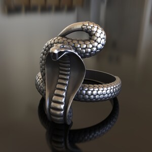 Handcrafted 925 Sterling Silver Cobra Ring, Exotic Animal-inspired ...