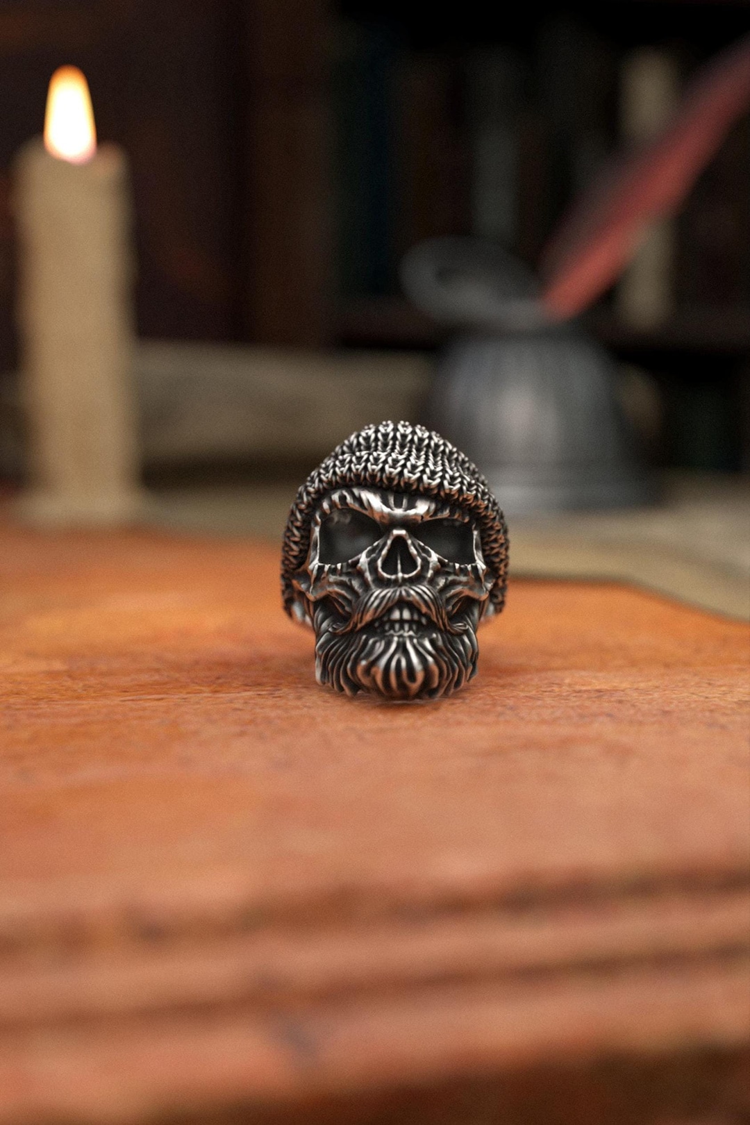 Bearded Skull Ring: Bold 925 Sterling Silver Design for Men | Gothic ...
