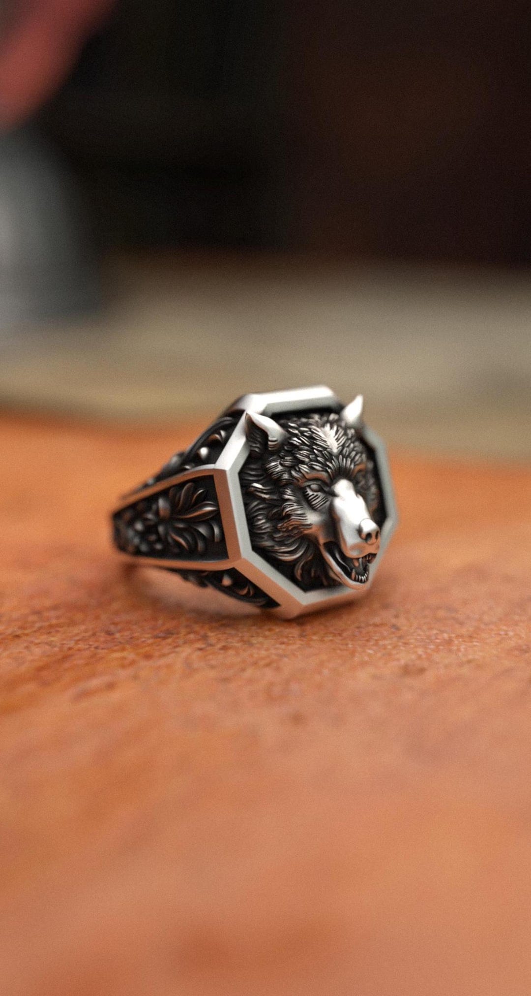 Wolf Head Signet Ring | Fierce 925 Sterling Silver Men's Statement ...