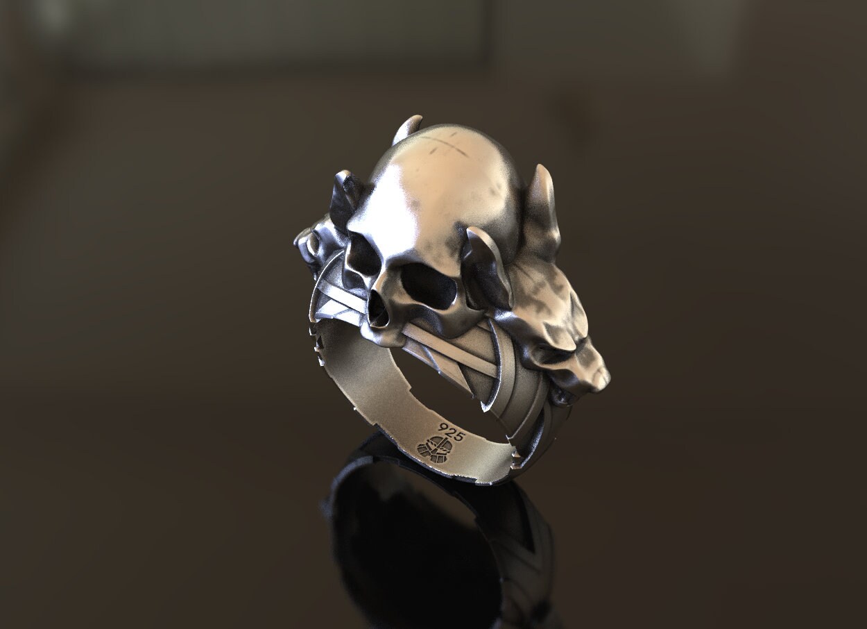 Anubis and Skull Gothic Ring Egyptian Mythology and Punk - Etsy