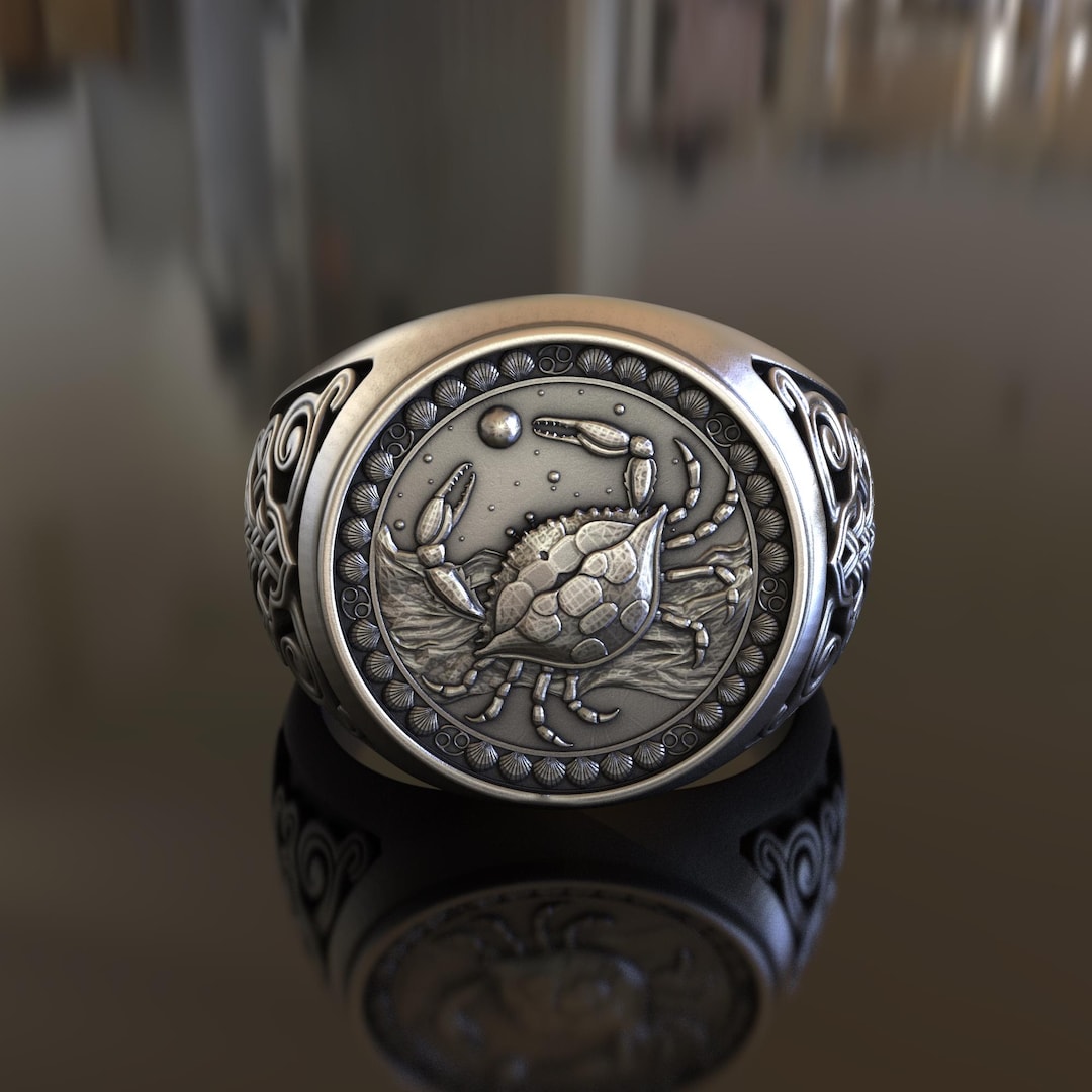Cancer Zodiac Ring, 925 Sterling Silver, Handmade Unisex Jewelry ...
