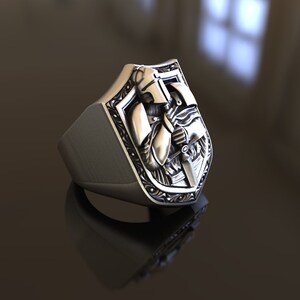 Crusader Knight Handmade Silver Men Signet Ring, Christian Medieval ...