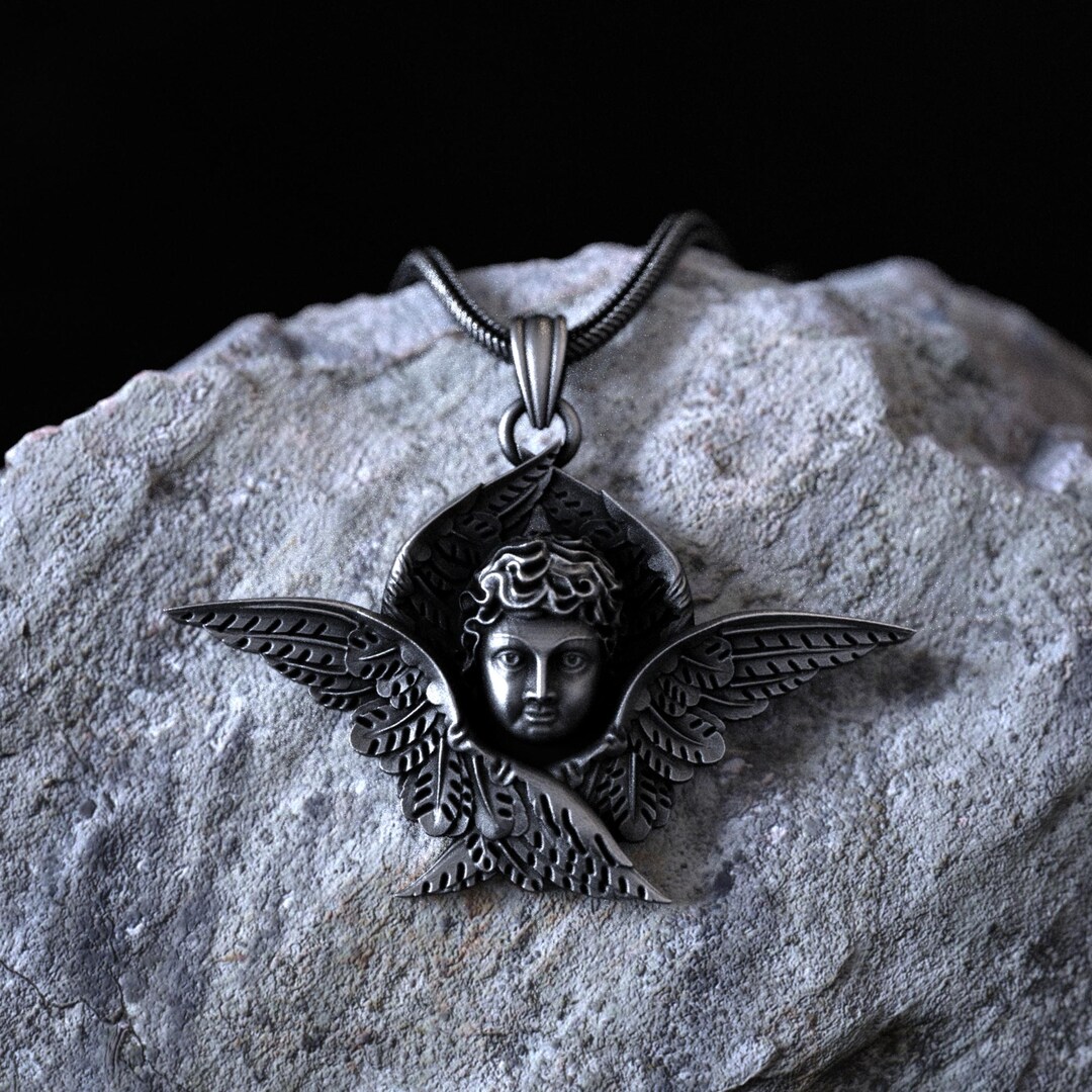 925 Sterling Silver Angelic Cherub Necklace, Guardian Angel Pendant ...