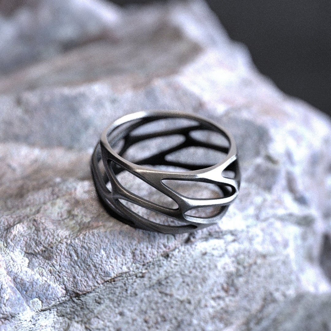Parametric Design Handmade Sterling Silver Men Brutal Ring, Silver Men ...