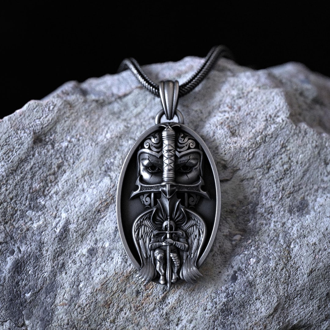Medieval Knight Warrior Helmet Pendant, 925 Sterling Silver Necklace ...