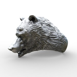 Bear Head Unique Handcrafted 925 Sterling Silver Ring - Nature Inspired ...