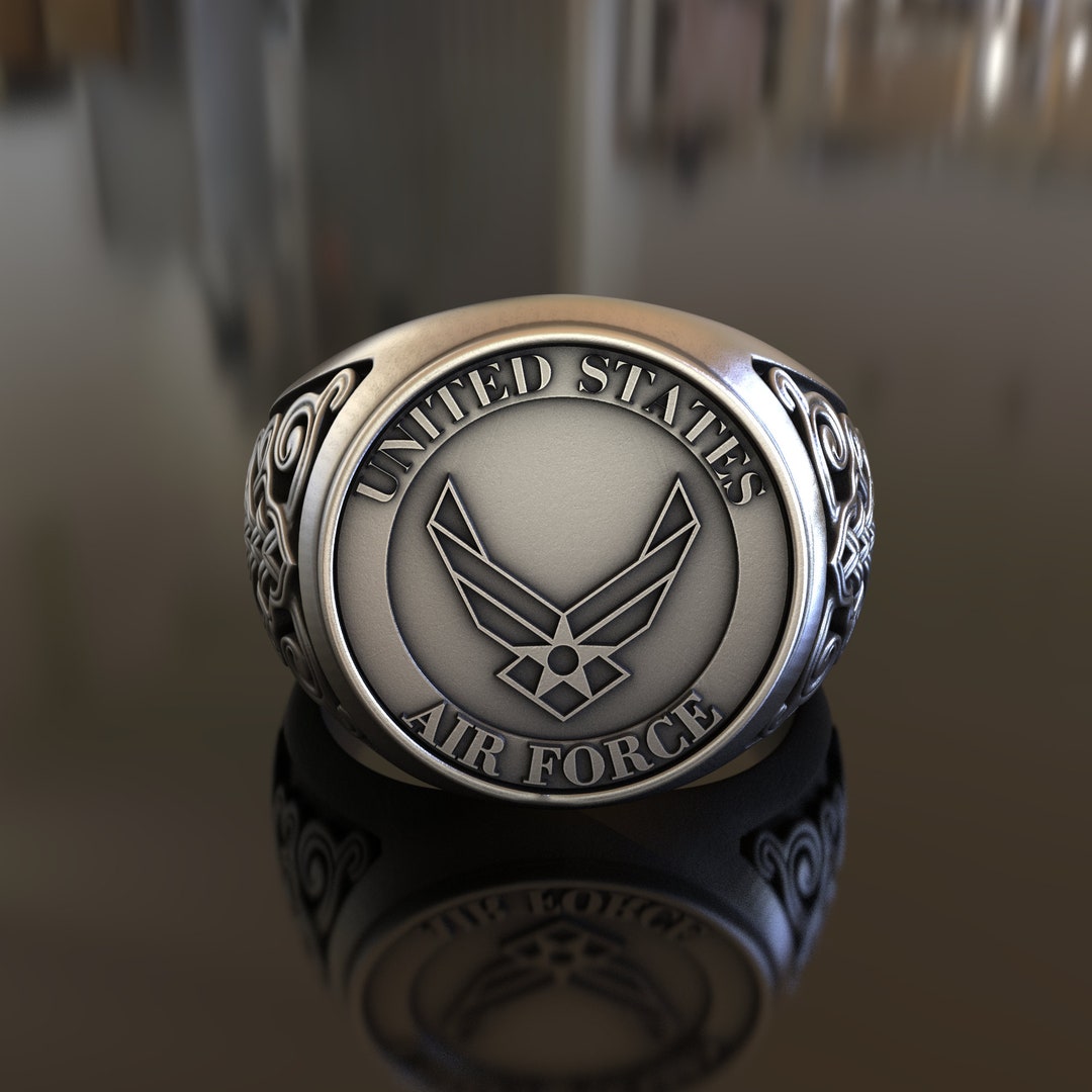 925 Sterling Silver USA Air Force Ring Patriotic Statement Handcrafted ...