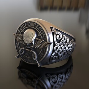USA Recon Skull Force 925 Sterling Silver Ring. an Emblem of Valor ...